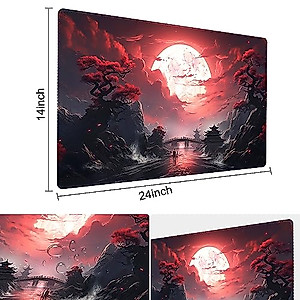 Board Game 14x24in TCG Playmat Compatible for OCG CCG RPG MTG Playmats,Mouse pad Desk Mats (Blood Moon Secrets)