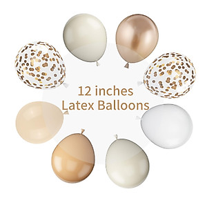 Cream and Sand Gold Balloons Set, 12 Inch Double Stuffed Beige Balloons with Metallic Chrome Champagne Nude Neutral Cream White Balloon for Bridal Baby Shower Birthday Wedding Party Decorations