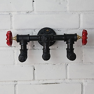 Y-Nut Industrial Pipe Robe Towel Rack Hooks - Rustic Iron Clothes Coat Hanger Holders with Screws and Valve HOOK-03-V