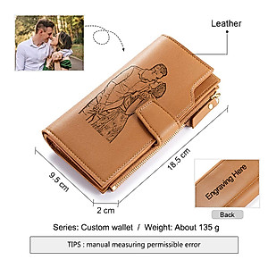 kaululu Personalized Photo Wallets for Women Customized Engraved Travel Wallet for Mother Wife Girls Grandma Mothers Day Gift Birthday Christmas Gift