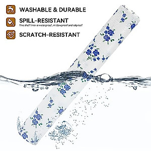 RAY STAR Shelf Liner, Non Adhesive Bue Daisy Floral Cabinet Liner for Pantry Drawer Vanity, Strong Grip Non Slip Waterproof, Shelf Liners for Kitchen Cabinets