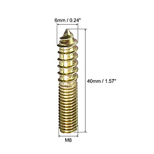 uxcell M8x40mm Hanger Bolts, 24pcs Double Ended Thread Dowel Screws for Wood Furniture Connecting