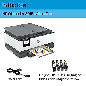 HP OfficeJet 8015e Wireless Color All-in-One Printer with 6 Months Free Ink with HP+(228F5A), White