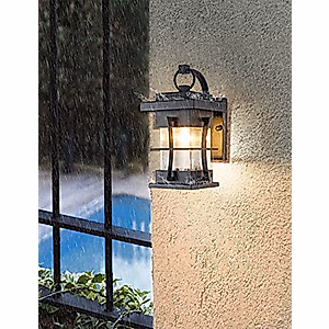 Delicavy Outdoor Wall Lanterns Small IP65 Waterproof Outdoor Wall Sconce Black Metal with Clear Seeded Glass Exterior Light fixtures Outside Wall Mount for Garage Driveway Patio Porch Lighting, Black