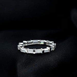 Certified Moissanite Diamond Eternity Band, D-Vs1 Quality, East West Ring, Moissanite Anniversary Ring - With Jewelry Box, 14K White Gold, Size:US 7.00