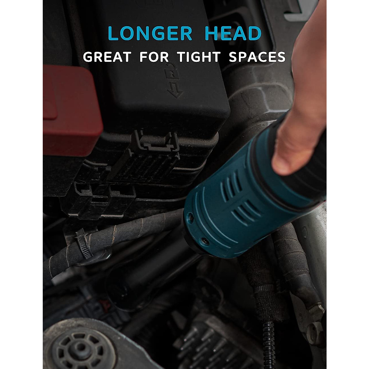 S-LONG Extended Cordless Ratchet Wrench Set, 3/8" 400 RPM 12V Power Electric Ratchet Driver with 12 Sockets, Two 2000mAh Lithium-Ion Batteries and 60-Min Fast Charge