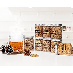 Natural Wood Chips for Smoker and Smoking Gun-Set of 8 Variety Pack-Hickory, Oak, Cherry, Apple, Peach, Beech, Walnut, Pear-3.5 OZ Each Great for Smoking Beef Chicken Fish Cocktail Whiskey & Drinks