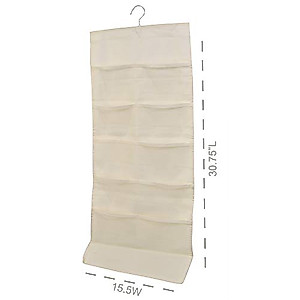 Home-X Hanging Bra and Sock 15-Pocket Closet Organizer, Wardrobe Storage Hanger for Underwear, Bra, Socks - 30 Inches Long