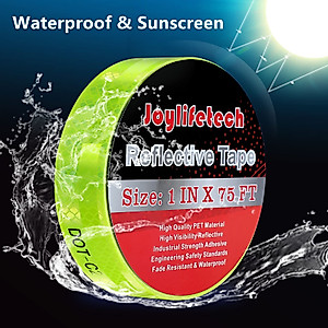 Yellow Reflective Tape 1 Inch X 75 Feet Outdoor Waterproof Adhesive Reflective Stickers High Visibility Reflector Tape Conspicuity Safety Tape for Cars Clothing Bikes Motorcycle Mailbox (Green)