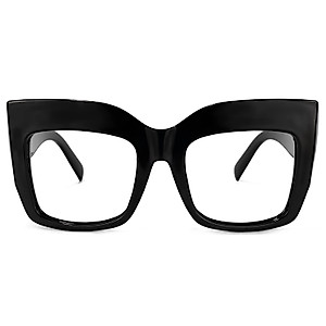 Zeelool Vintage Oversized Thick Cat Eye Glasses for Women with Clear Lens Alberta FP0668-01 Black