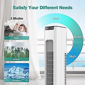 41'' Portable Air Conditioners, 3-1 Evaporative Air Cooler w/Remote, 15H Timer, 90° Swing, Portable AC with 1700ML Water Tank, 8 Ice Boxes, 3 Modes 3 Speeds Cooling Tower Fan For Room Home Office