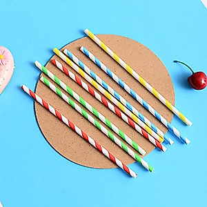 Pajitas de papel desechables, 200 unidades, colores surtidos, 100% biodegradables