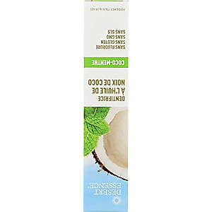 Desert Essence Tea Tree Oil Toothpaste - Coconut Mint - 6.25 Ounce - Refreshing Taste - Complete Oral Care - Baking Soda - Sea Salt - Pure Essential Oil - Fights Against Sugar Acids - Zinc Citrate