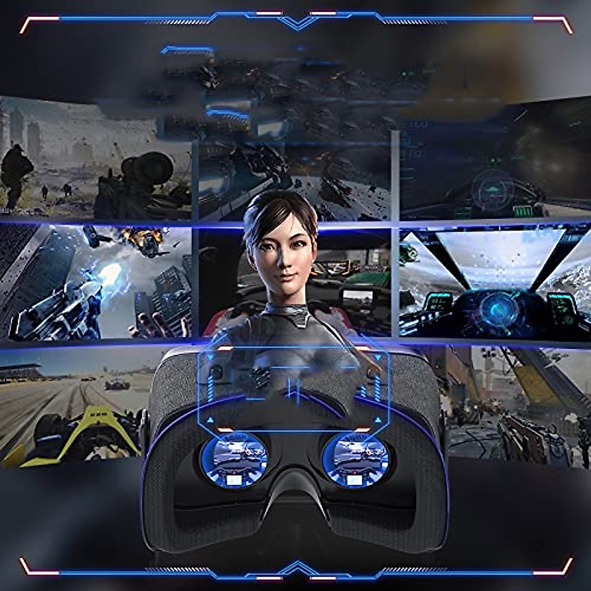 ZNBJJWCP 3D Vr Virtual Reality Vr Glasses Genuine Leather Eye Glasses Smart Helmet Stereo Game Cinema Boxs Suitable for Smart Phone