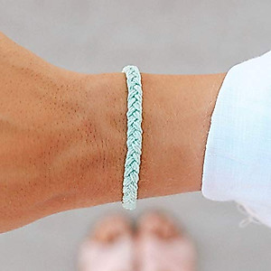 Pura Vida Solid Winterfresh Braided Bracelet - 100% Waterproof, Adjustable Band - Brand Charm