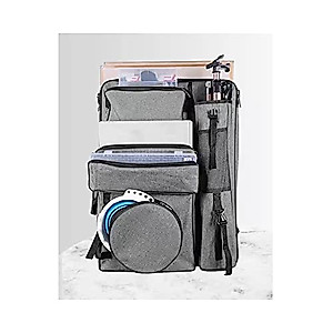 FOUR BROTHER TOGETHER Art Portfolio Case 24X20 inch 4K Painting Sketch Pad Storage Bag, Gray Art Combination Handbag, Backpack,for Sketch, Poster, Oil Painting, Palette, Paints, Brushes Pencils
