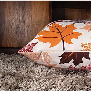 PurpleEssences Autumn Decorations Fall Porch Outdoor Throw Pillow Covers Décor Maple Leaves Farmhouse Cushion Cases 18 x 18 Inch Set of 2 for Home Couch Sofa Patio Bench - Maple Leaves