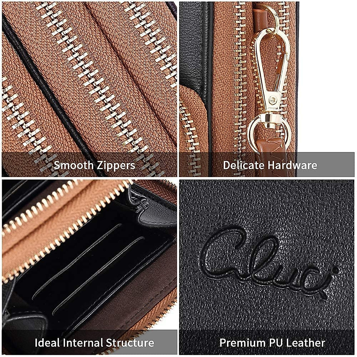 CLUCI Backpack Purse for Women Bundles with Small Crossbody Bag Leather Cellphone Shoulder