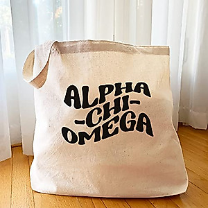 sockprints Tote Bags for Alpha Chi Omega Sorority – Mod Style Sorority Bag - Large Canvas Tote Bag - Sorority Gifts for Women