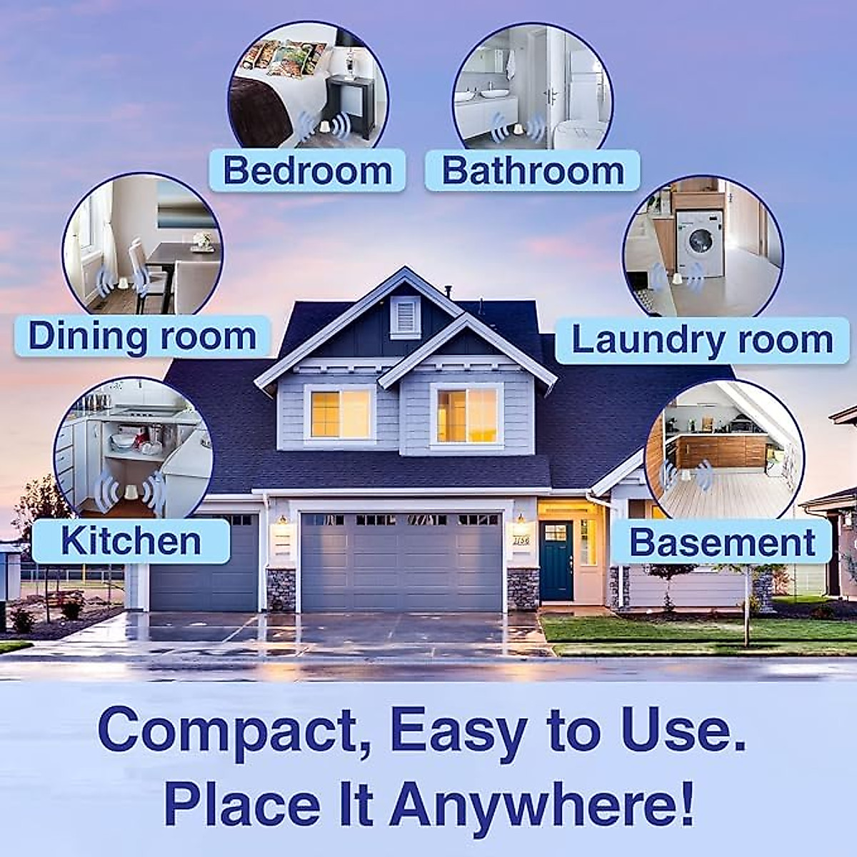 Flood Buzz Water Leak Alarm; Water Leak Detector for Homes and Businesses; Reusable with Factory Installed Battery - 6 Pack