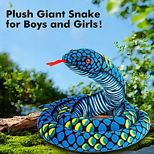 kesehatan Plush Giant Snake, Realistic Stuffed Animal, Red Eyes Toy Gifts for Boys and Girls 110 Inches