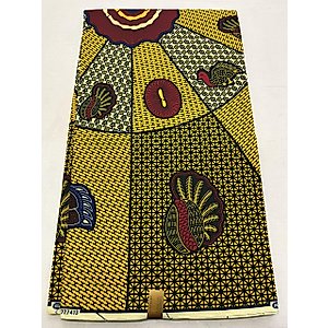 Patchwork Design African Guaranteed Wax Block Prints Fabric/African Ankara Wrapper Fabric Wax Fabrics /-Sell by 6 Yards-100% Cotton-for Dresses-Golden-Yellow, Red, White, black,Dark-Blue,