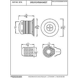 Westbrass Junior Basket Style Bar Sink Strainer, Matte Black, D218-62