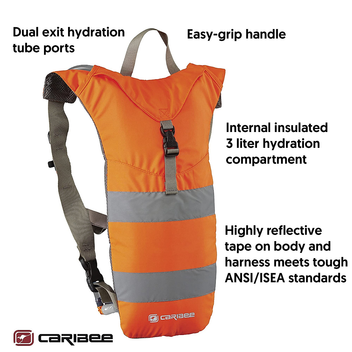 Caribee 3L Nuke Hi-Vis Hydration Backpack (Hi Vis Orange)