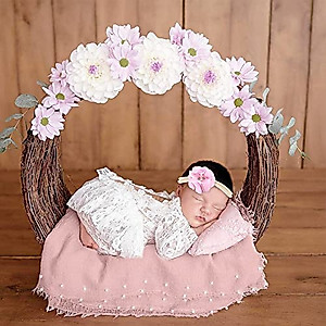 6 PCS Baby Props Photography Wrap Kits, SPOKKI 90X170cm Newborn Long Ripple Wraps with 3Pcs Flower Girl Headband Classic Outfits for Girl Princess Twins Birthday Party