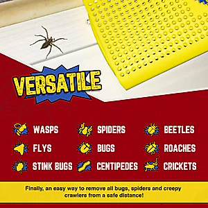 Swat-N-Scoop, Heavy Duty Fly Swatter and Spider Catcher and Release. Insect Fly Catchers for Inside Home. House Fly Swatter or Humane Bug Catcher with Built in Insect Scoop. (3pk, Yellow)