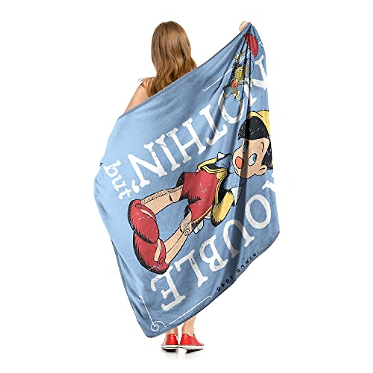 Northwest Disney's Pinocchio Micro Raschel Throw Blanket, 46" x 60", Trouble