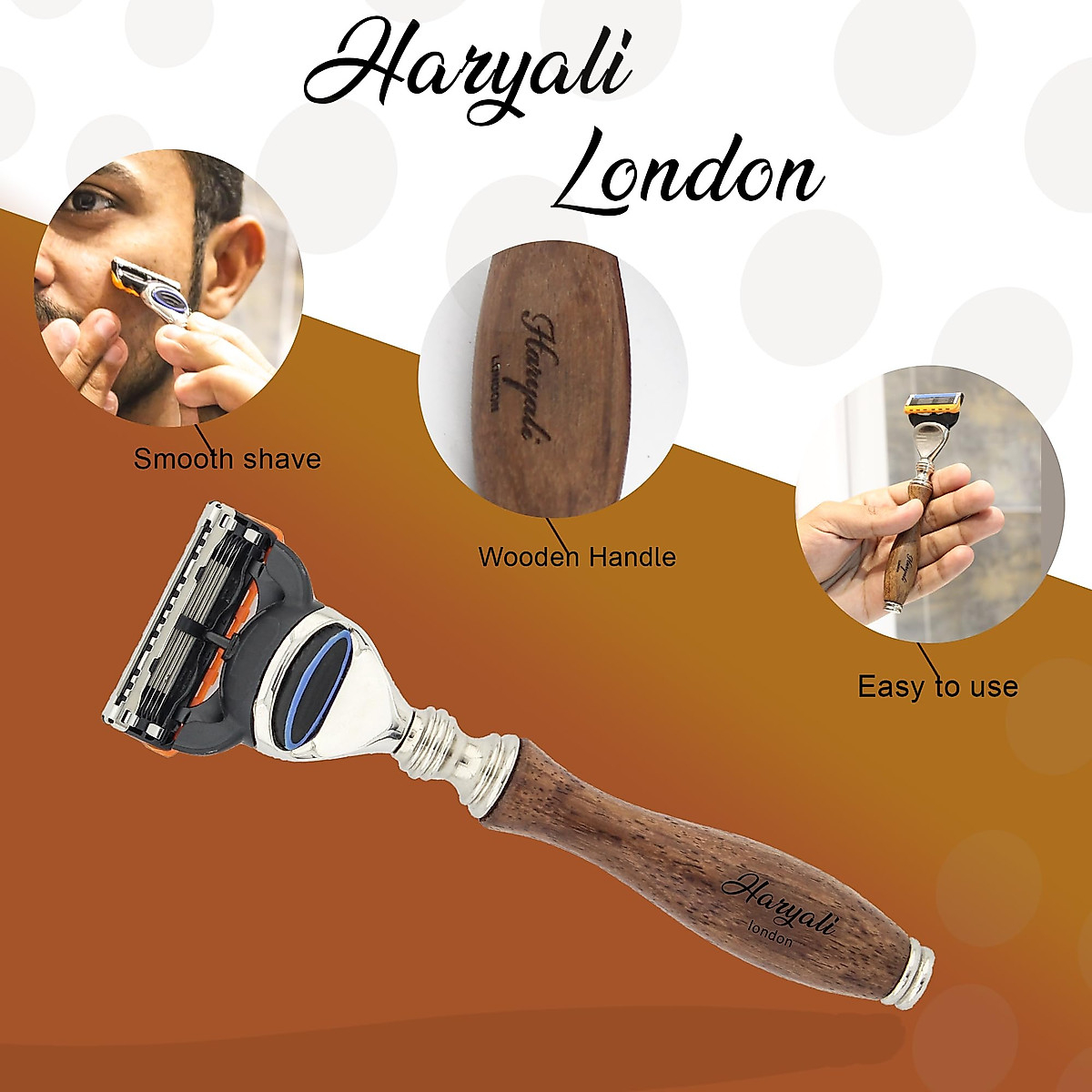 Haryali London 5 Edge Mens Shaving Safety Razor Wood Handle- Perfect Razors for Men That Suits All Skin Type