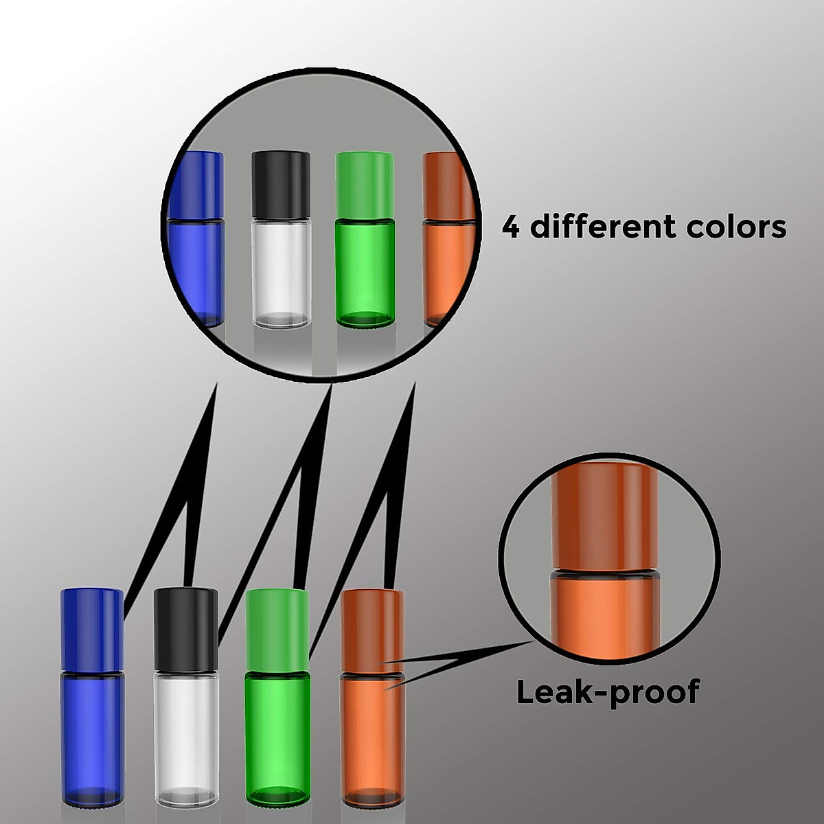 Nylea 4 Pack Essential Oil Roller Bottles [Plastic Roller Ball] FREE Plastic Pippette and Funnel - Refillable Glass Color Roll On for Fragrance Essential Oil - 30ml 1 oz (MIX)