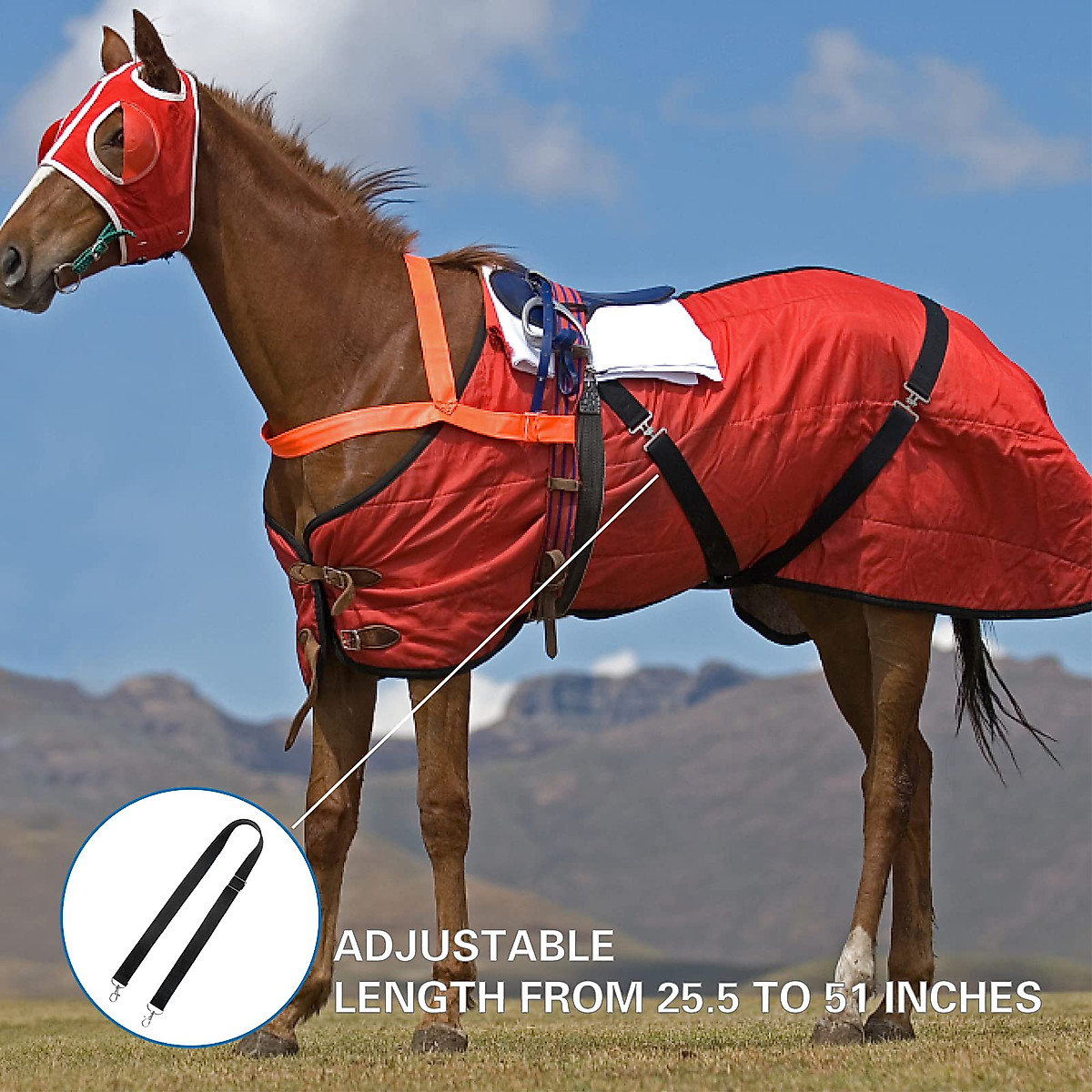 Tugaizi Pack of 4 Horse Blanket Sheet Leg Straps Adjustable Elastic Leg Straps for Horse Blanket with Metal Double Swivel Snaps Stretchy Horse Leg Belly Replacement Straps for Winter, Black