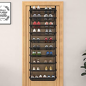 FKUO 10 Tier Over The Door Shoe Organizer Hanging shelves Shoe Storage Shoe rack for Closet entryway Space Saving (10 Layer, Matte black)