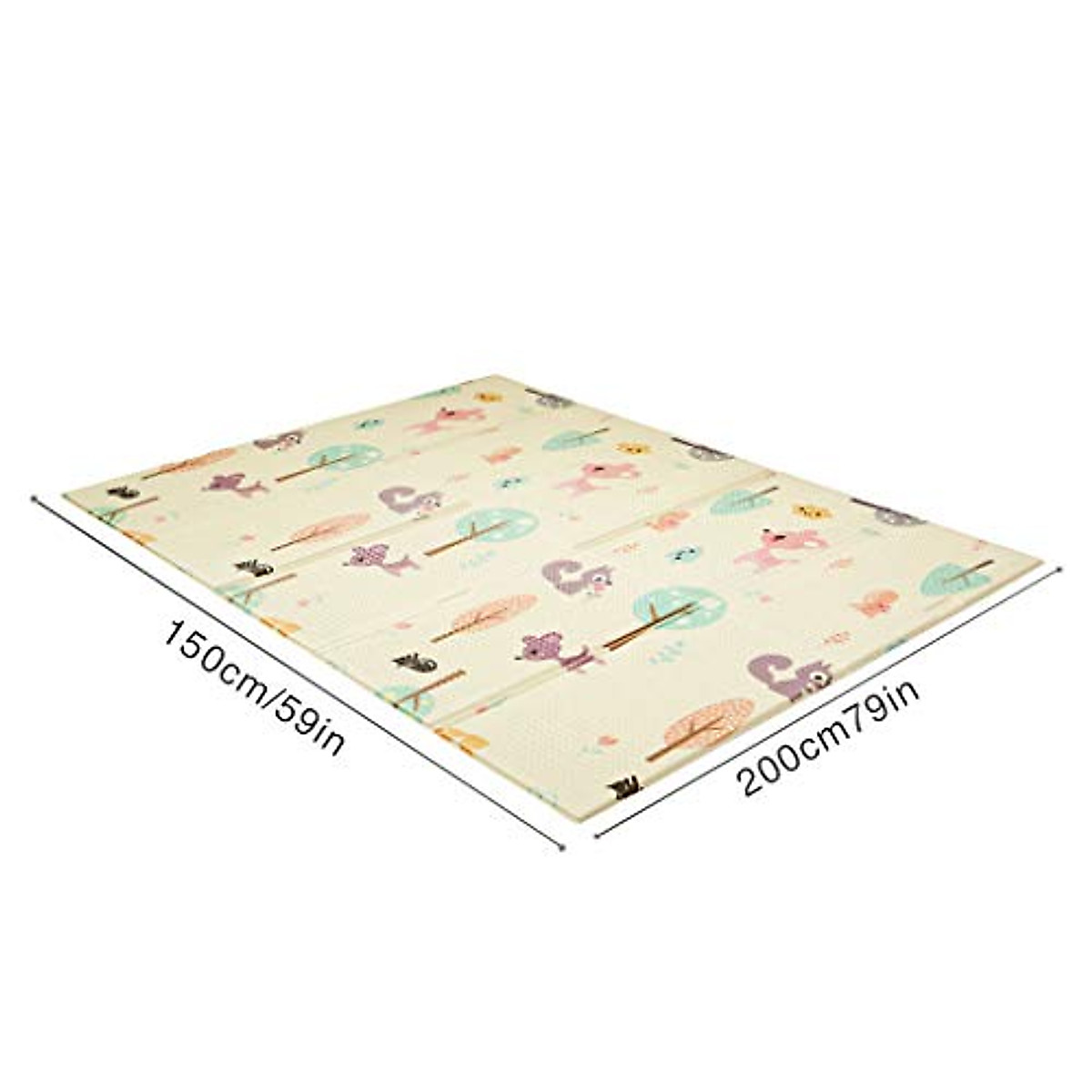 Folding Baby Play Mat, KAKIBLIN Non Toxic Baby Foam Floor Mat Reversible Waterproof Travel Crawling Mat, 79”x59”x0.4”