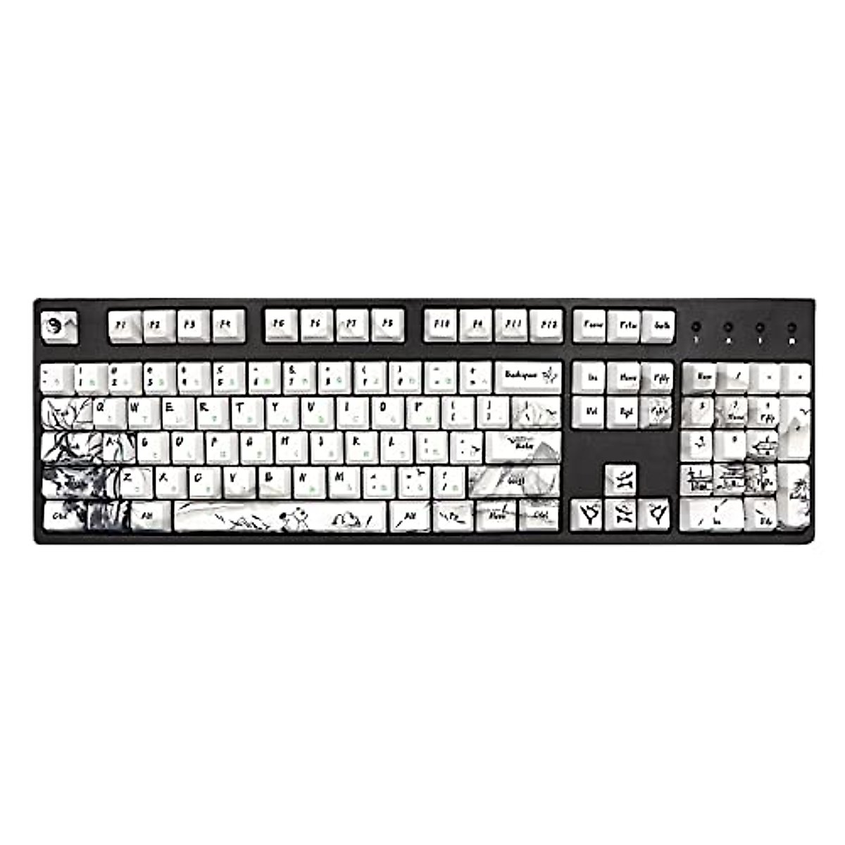 JSJT Custom Keycaps 110 Keys Panda Keycaps PBT Dye Sublimation Japanese Keycaps OEM Profile Keycaps with Keycap Puller for Cherry MX Switch 104/87/71/61 60 Percent Mechanical Keyboard