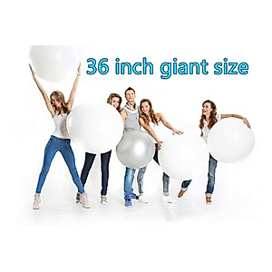 5PCS Big White Balloons Giant 36 Inch Large White Balloons Jumbo White Balloons for Birthday Wedding Baby Shower Carnival Party New Year's Day Decorations Supplies