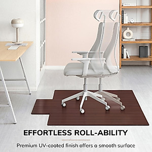 Anji Mountain Deluxe Bamboo Roll-Up Chairmat, 55 x 57-Inch, 8mm Thick, Dark Cherry