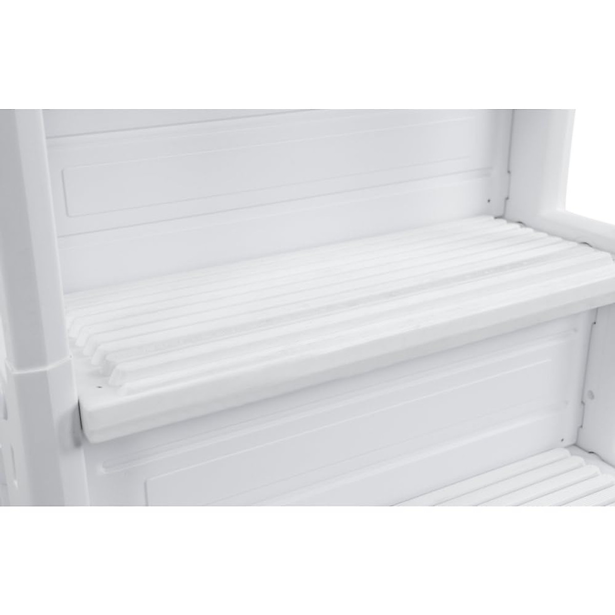 Aqua Select Everest in Pool Step and Outside Flip Up Ladder System | White | for Above Ground Swimming Pools | Wide Steps for Added Stability | Safety Stairs Capacity Up to 350 lbs