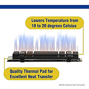 Micro Connectors M.2 SSD 5mm Low-Profile Heat Sink Compatible with PS5 and PC (NGFFM2-HS804-BK) Black