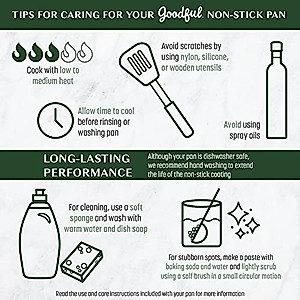 Goodful Aluminum Non-Stick Square Griddle Pan/Flat Grill, Made Without PFOA, with Nylon Pancake Turner, Dishwasher Safe Cookware, 11" x 11", Charcoal Gray