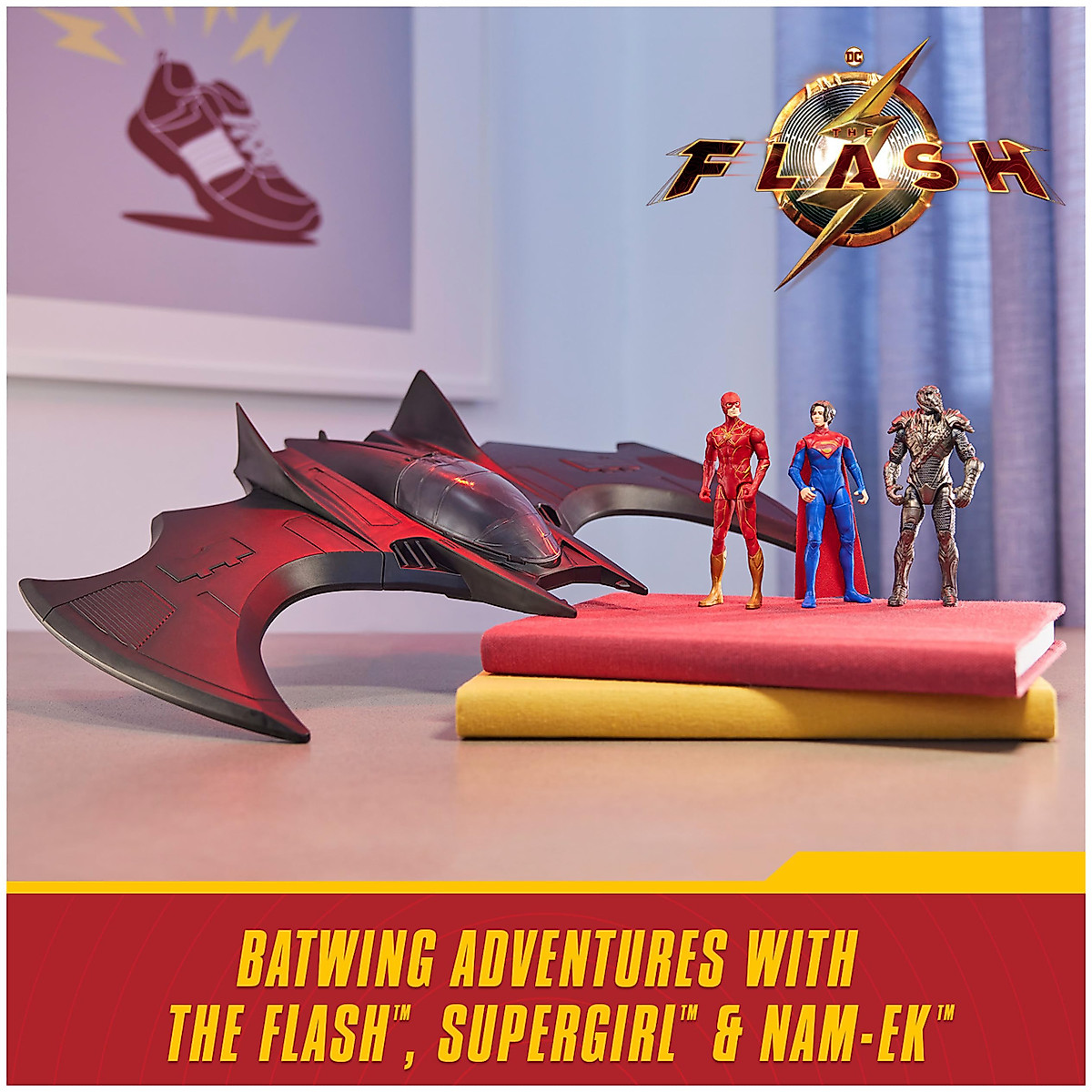 DC Comics, The Flash Batwing Battle Set (Amazon Exclusive)| Supergirl, NAM-Ek, Flash Action Figures, 4-inch | Kids Toys for Boys and Girls Ages 4+