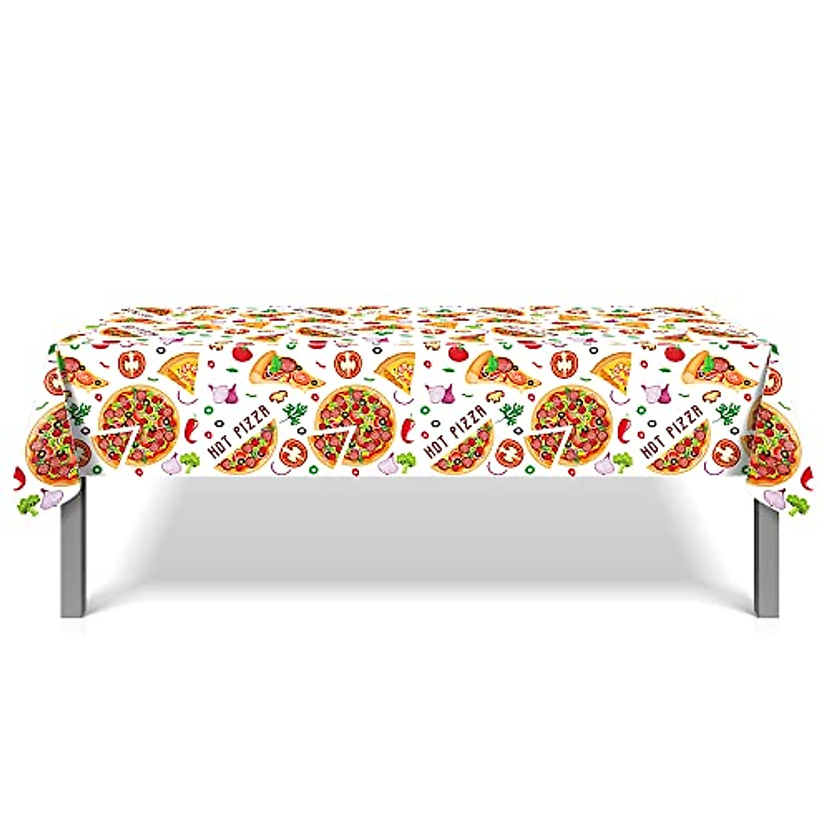 CC HOME 1 Pack Pizza Party Plastic Tablecloth 54 x 87 Inch Long Rectangular Table Cover for Buffet,Birthday Party Holiday Dinner,Picnic or Tablecloth for Kitchen Event Use