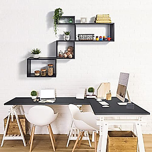 Kaboon 55x28 in Black Table Top, Solid One-Piece Wood Desktop, Universal Wood Countertop, Reversible Laminate Top, Double Desks, Laundry Folding Table, L-Desk,27.5" D x 55" W