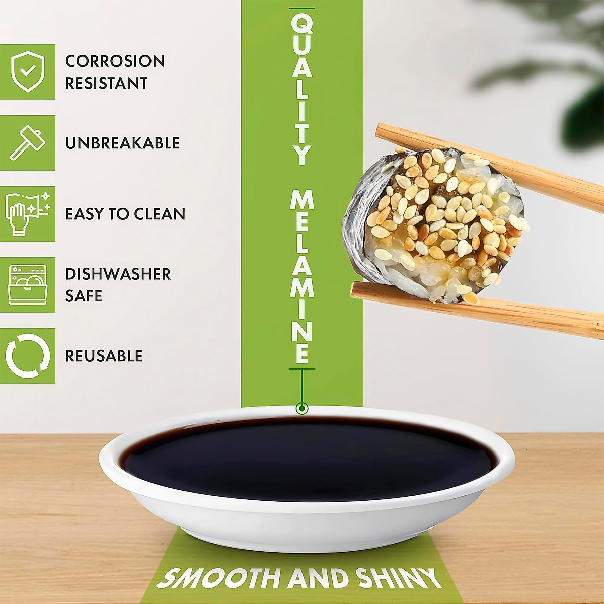 10PCS Melamine Small Plates Soy Sauce Dish - Sushi Plate Dipping Sauce Cups Serving Bowls Small Dessert Plates - 3.62 inches Plastic Sauce Cups Sauce Dishes for Dipping Sauce Cup Restaurant Dish