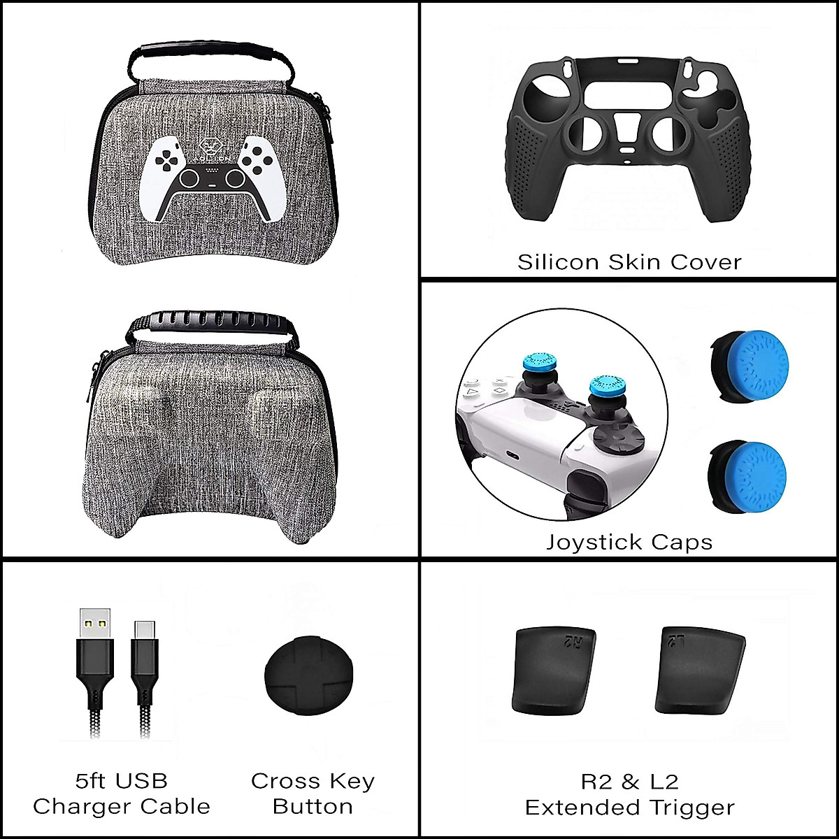 BLUEDLUXO Ps5 accessory, Ps5 controller case, Ps5 carrying case, Ps5 controller grip, Ps5 controller skin, Ps5 bag travel carry case, Ps5 controller mod, Ps5 controller thumb grip, Dualsense shell