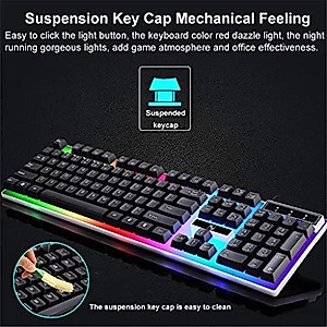 FHDGH USB Wired Mechanical Keyboard and Mouse Set Pc Gamer Keyboard 104 Keycaps Colorful Backlit Keyboard Gaming Keyboard ( Color : E )