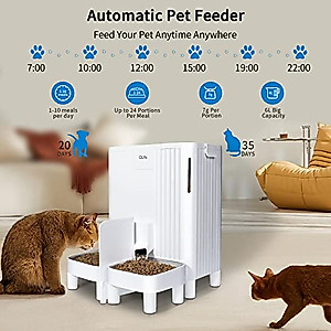QLIFE Automatic Cat Dog Feeder: Dry Food Dispenser for Dog, Auto Pet Feeder, Portion Control Automatic Dog Feeder (White WiFi, 6L)
