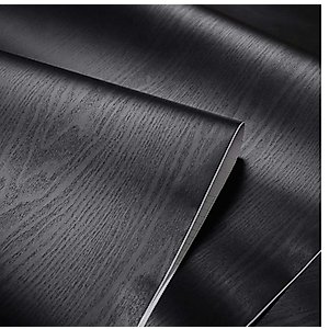 Walldecor1 Black Wood Grain Contact Paper Self Adhesive Shelf Liner Cabinet Countertops Furniture Sticker 17.7 Inch x 196 Inch